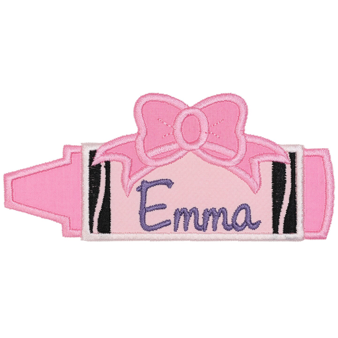 Crayon Name Patch with Bow Personalized Embroidered Patch for Backpacks ...