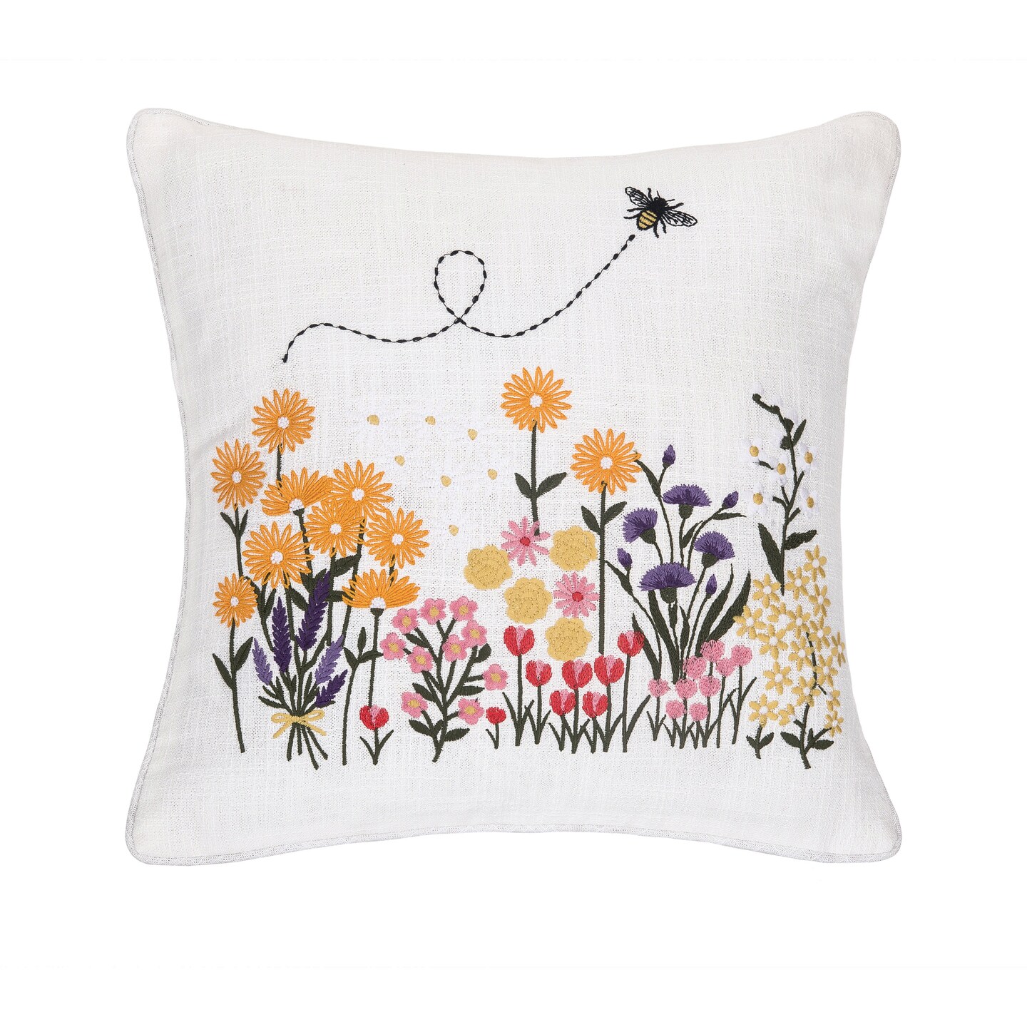 16" x 16" Spring Bumble Bee Flower Garden Accent Throw Pillow | Michaels