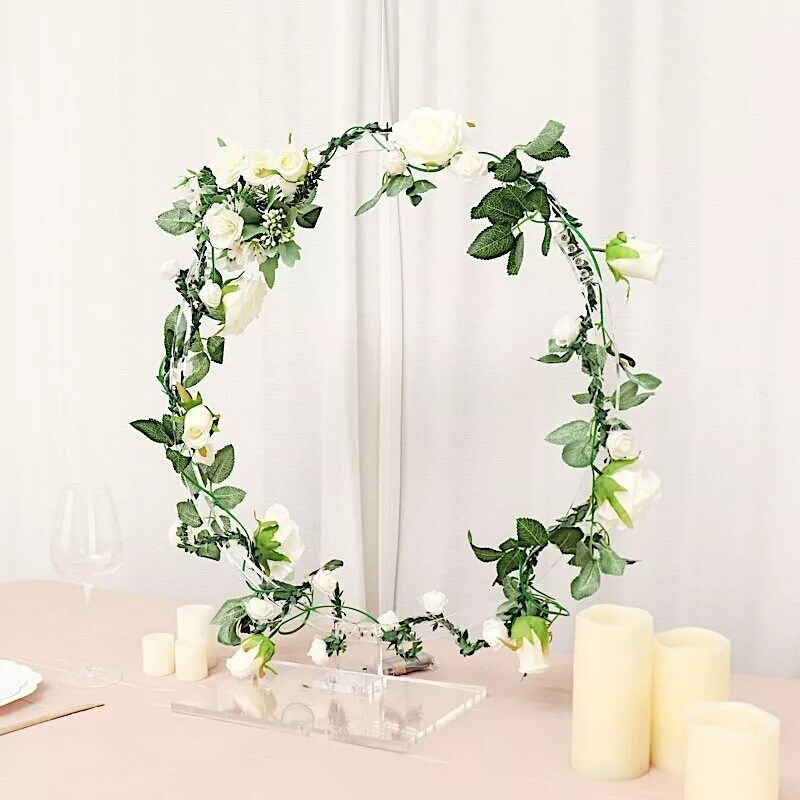 26 in Clear Round Acrylic FLORAL HOOP Standing Wreath Ring Centerpiece ...