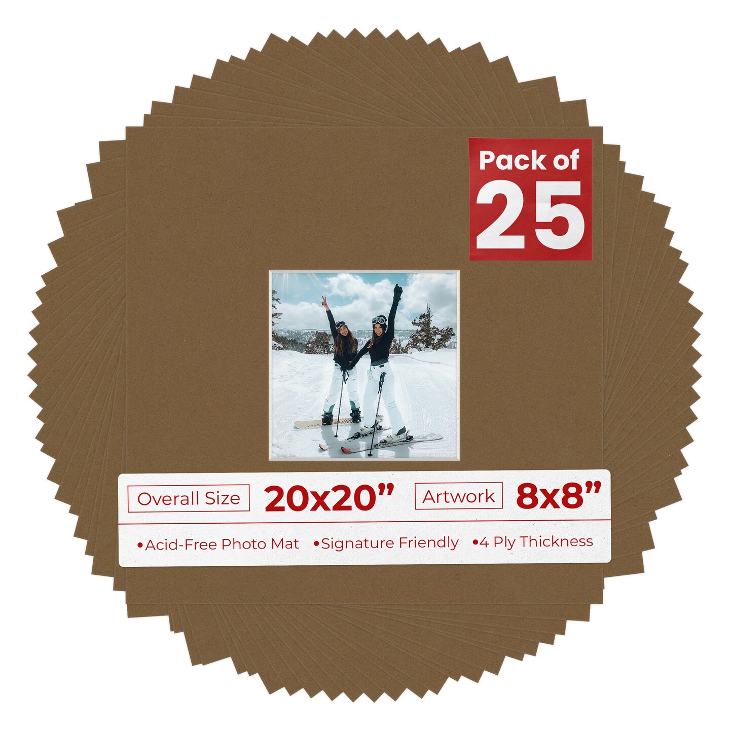 Aged Oak Brown Mat Board for 20x20 Frames - Fits 8x8 Photos, Color ...