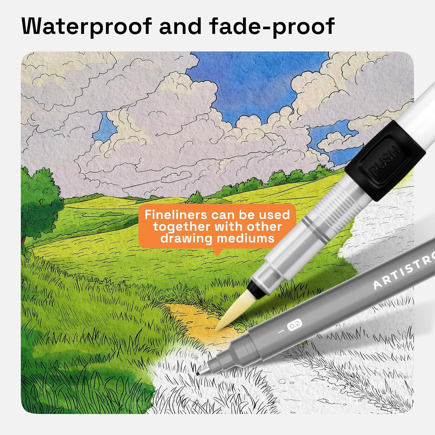 Set of 2 Fineliner Pens, Black Micro Pens for Drawing, Waterproof ...