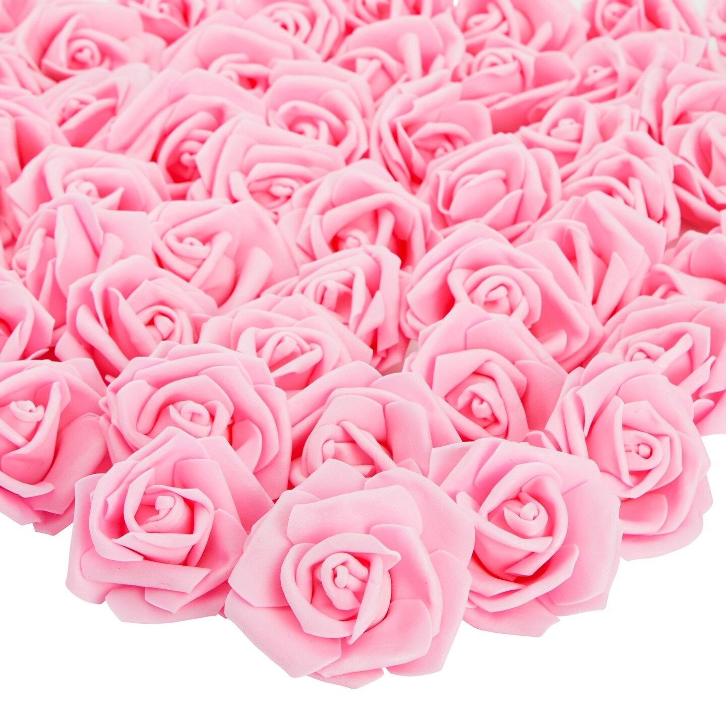 100 Pack Artificial Pink Roses, DIY Crafts, 3 Inch Stemless Flower ...