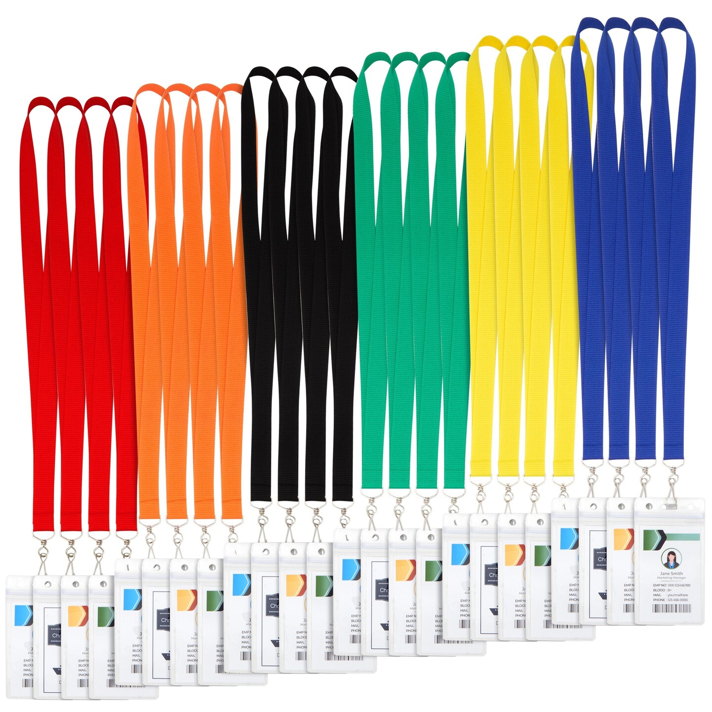 24 Pack Bulk Colored Lanyards for ID Badges, Kids, Classroom, Hall Pass ...
