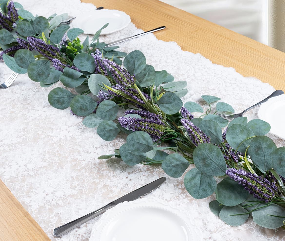 6FT Purple Flower Garland Artificial Spring/Summer Garland Greenery ...