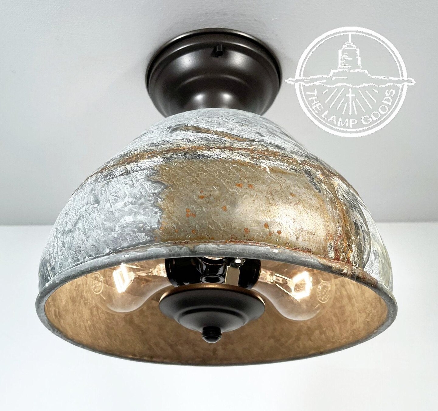 Rustic Bucket Farmhouse Ceiling Light - Galvanized Lighting Fixture ...