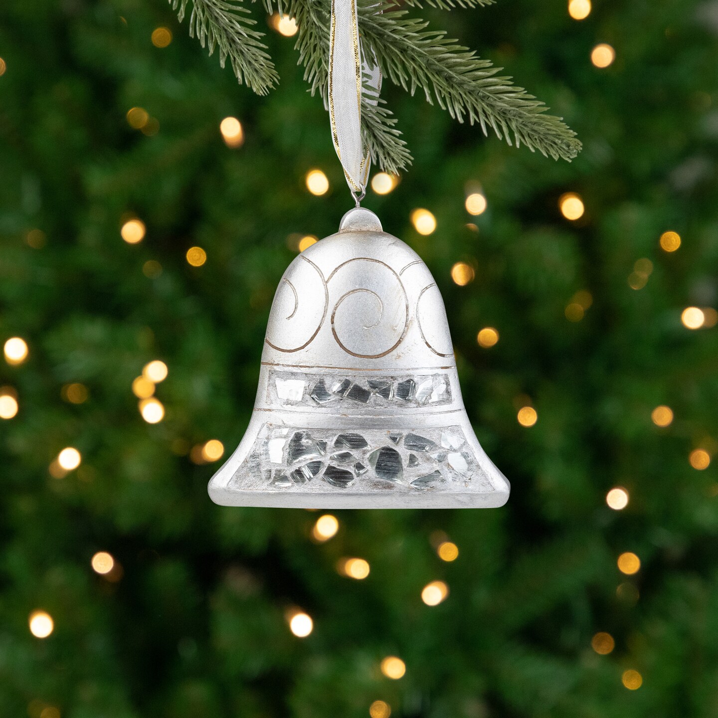 Roman Bell Mosaic Style Christmas Ornament - 3" - Silver | Michaels