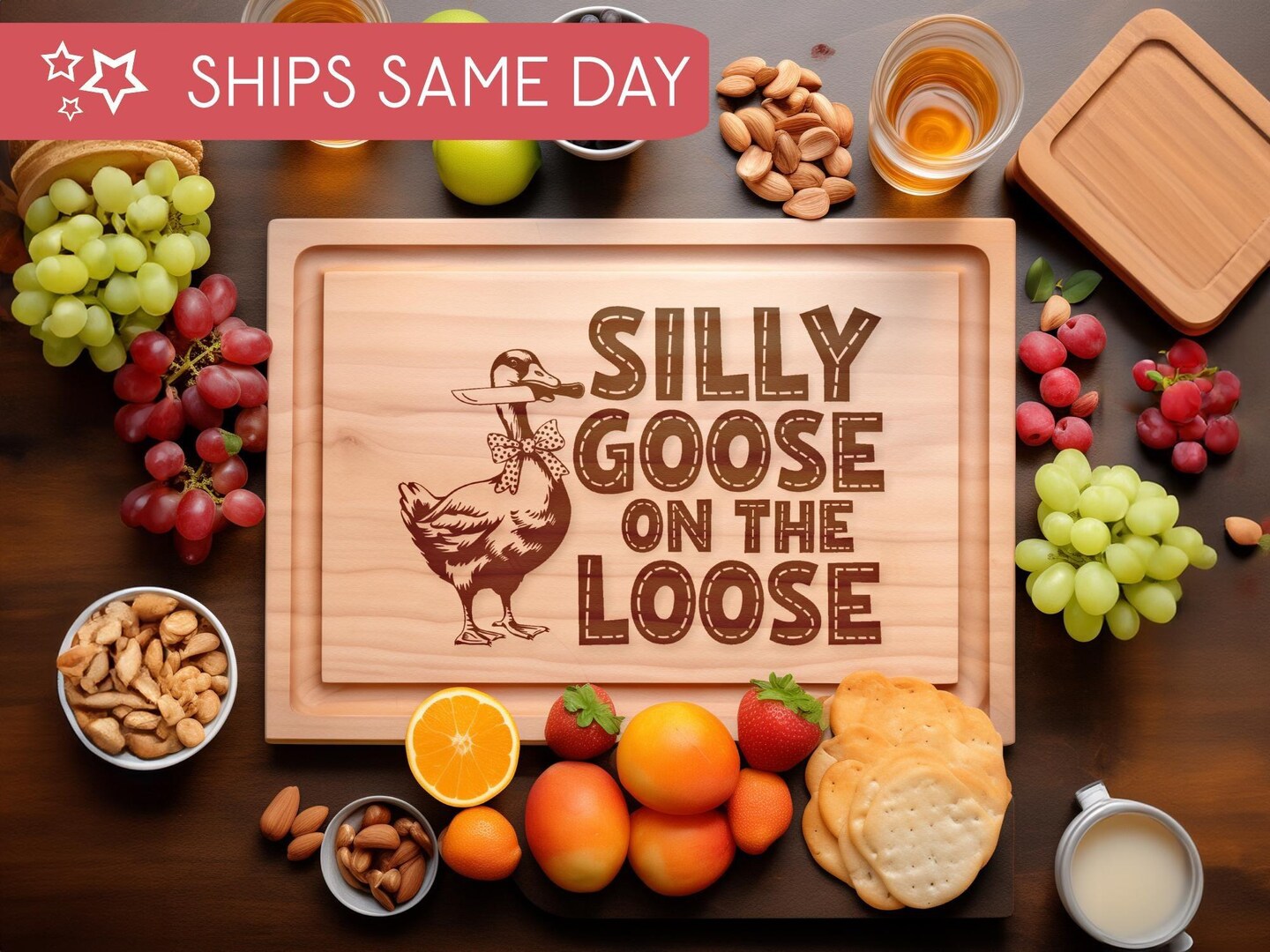 Silly Goose Cutting Board, 1980s Blue Ribbon Geese, Vintage Kitchen ...