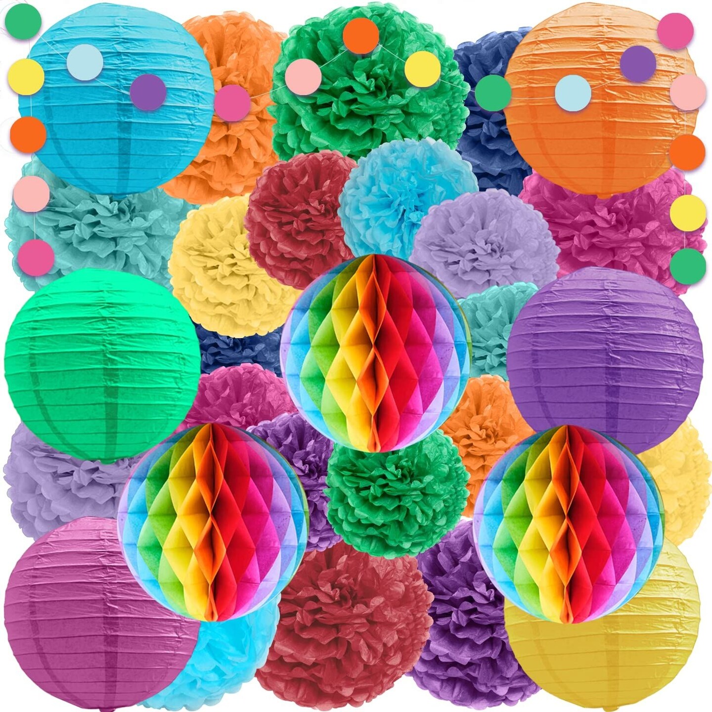 EpiqueOne 30-Piece Rainbow Party Decoration Kit | Create a Splash With ...