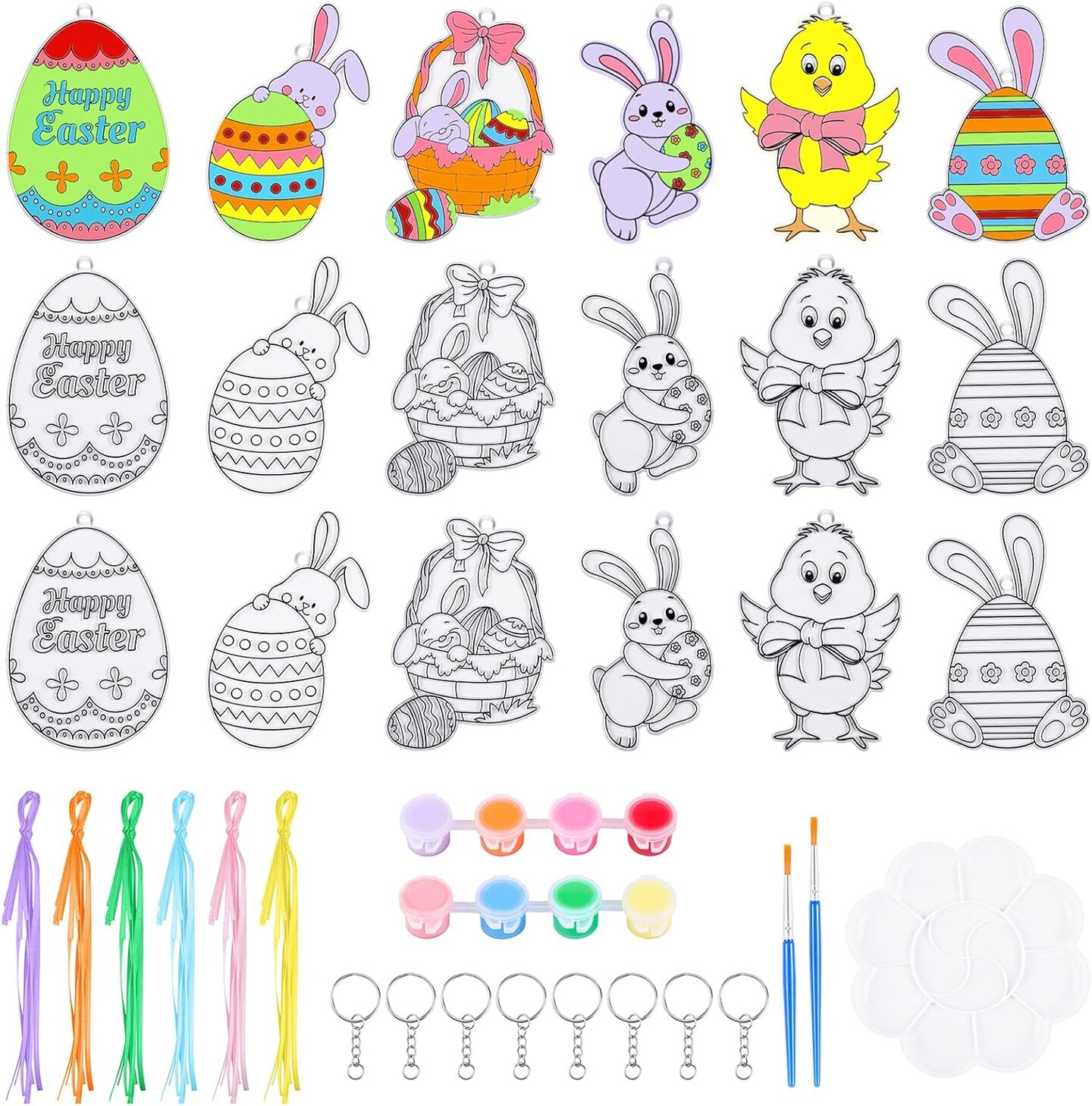 18 Pieces Easter Suncatchers Craft Kit DIY Easter Window Paint Art Kit ...