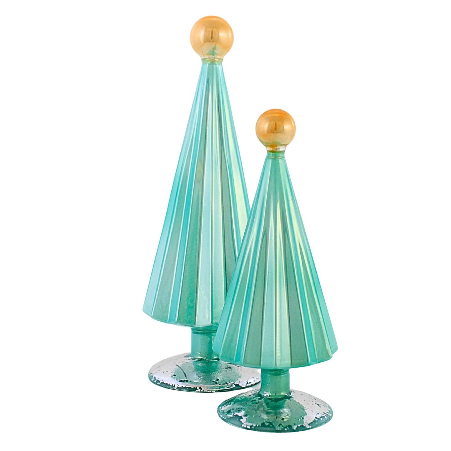 Cody Foster 8.0 Inch Pleated Trees Mint/Orange Christmas Decorative ...