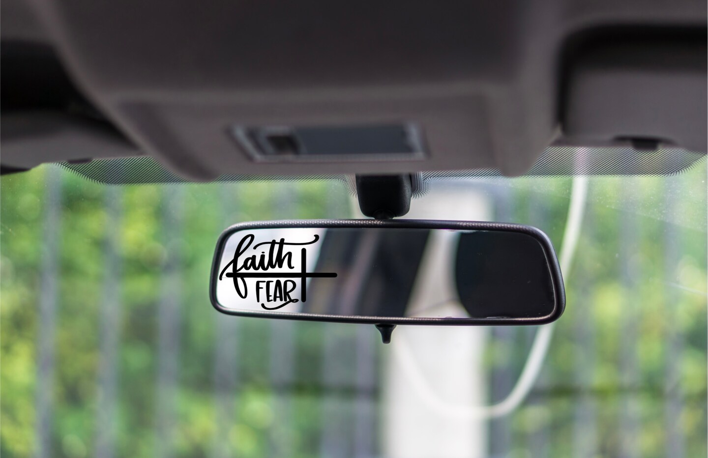 Faith Over Fear Decal, Rear View Mirror Decal, Faith Car Mirror Decal ...