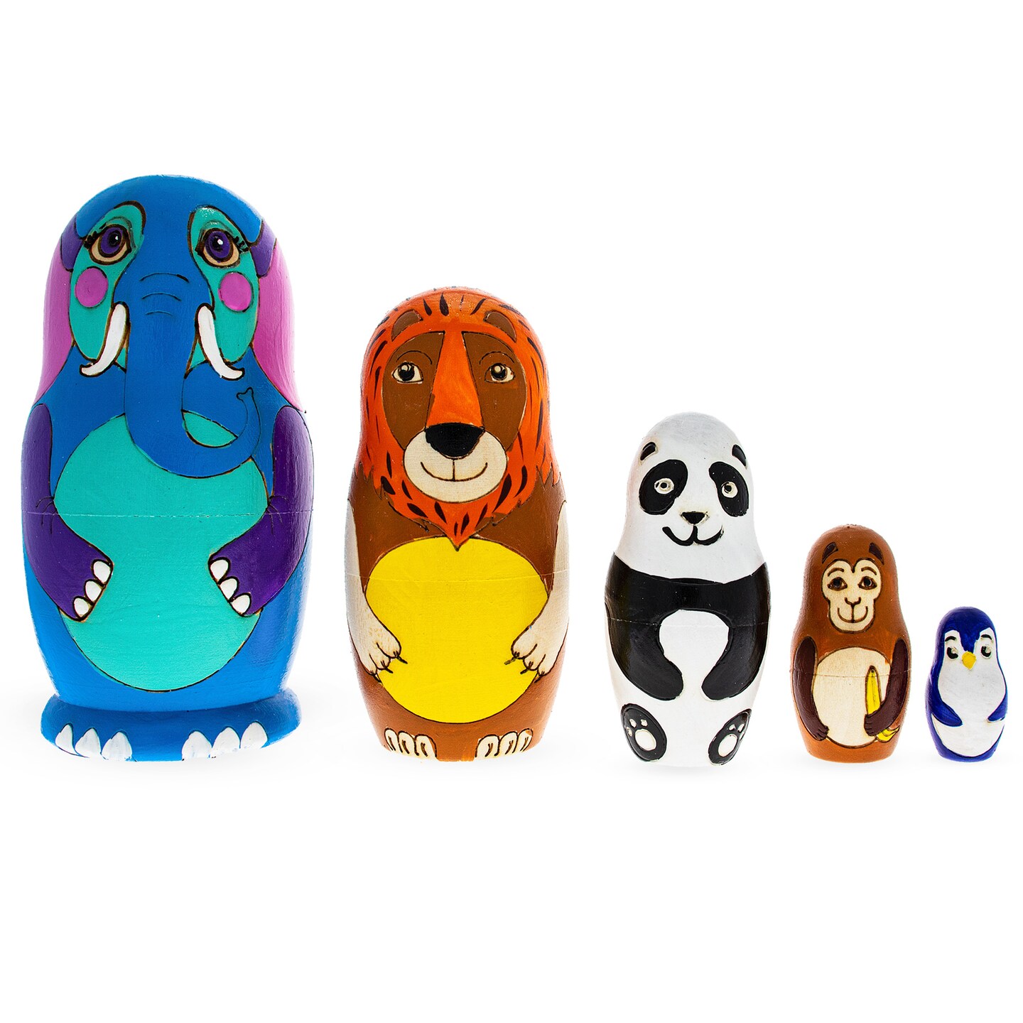 Set of 5 Zoo Animals Wooden Nesting Dolls | Michaels