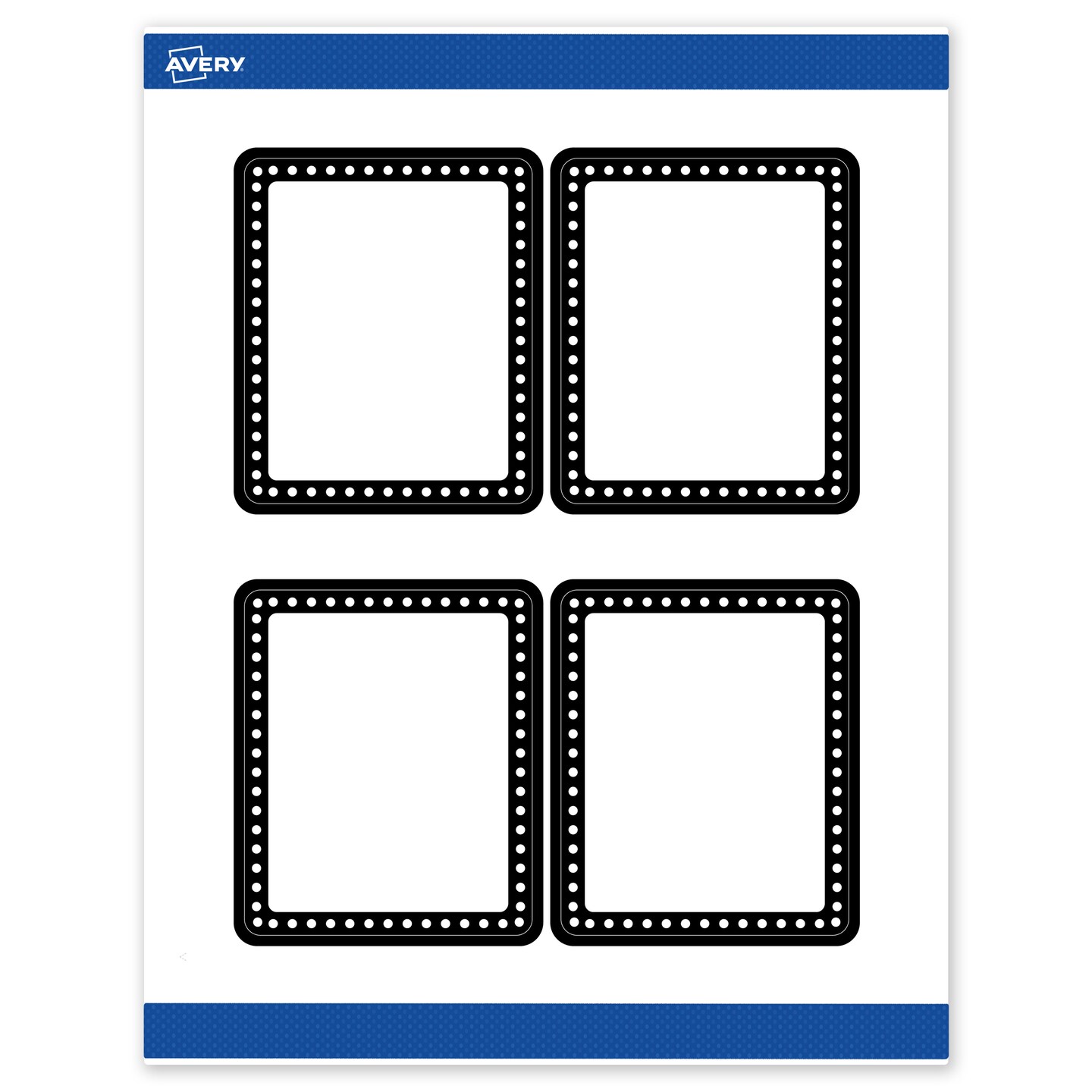 Avery Printable Rectangle Labels, Black and White Polka Dots, 4" x 3-1/ ...