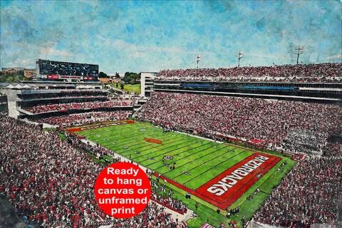 Arkansas Razorbacks, Donald W. Reynolds Razorback Stadium , Watercolor ...