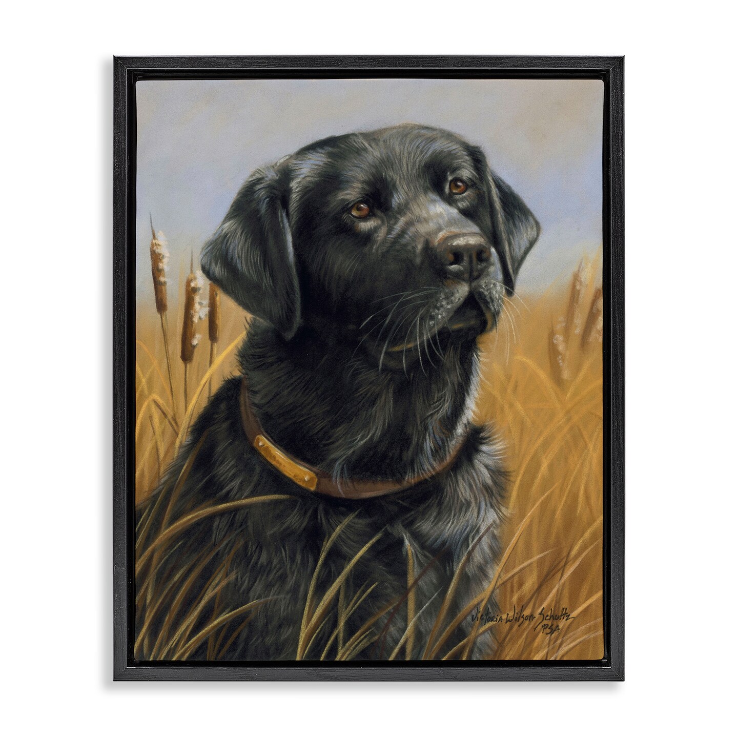Stupell Industries Black Lab in Nature Framed Floater Canvas Wall Art ...