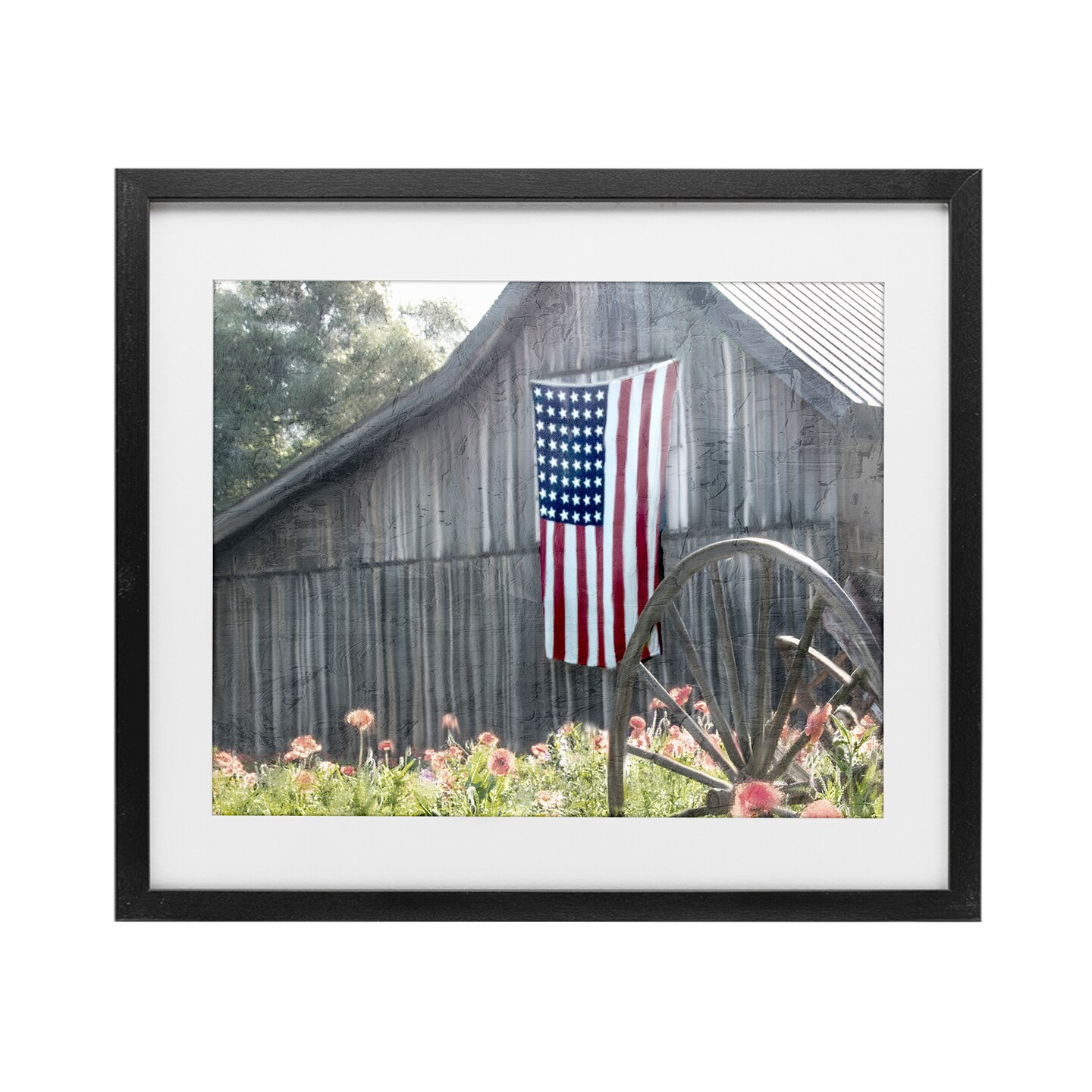 Stupell Industries USA Wagon Wheel Barn Framed Print Under Glass ...