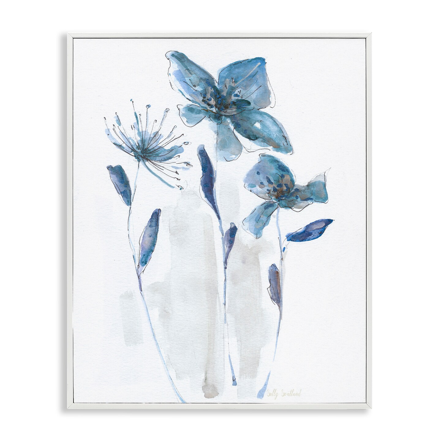 Stupell Industries Blue Herb Sprigs Framed Giclee By Sally Swatland ...