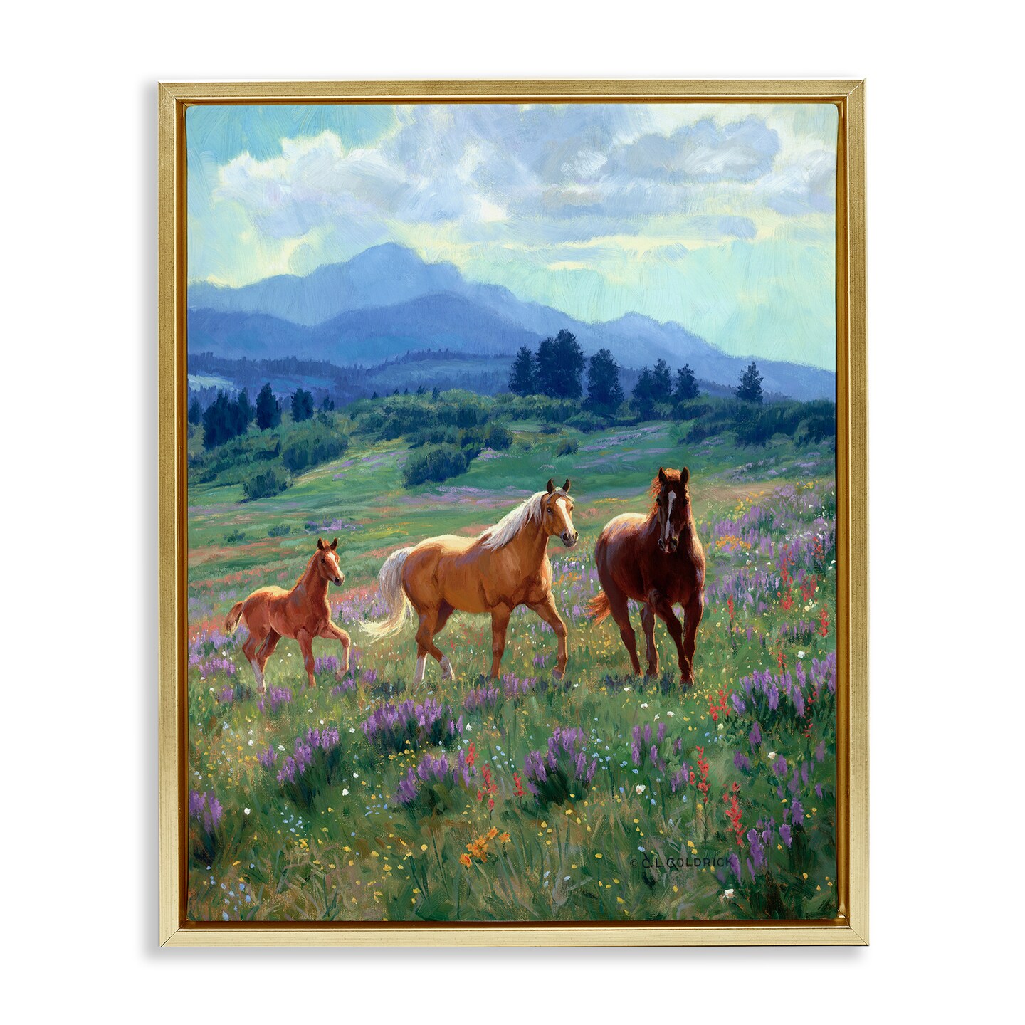 Stupell Industries Beautiful Mountain Valley Horses Floating Frame By ...