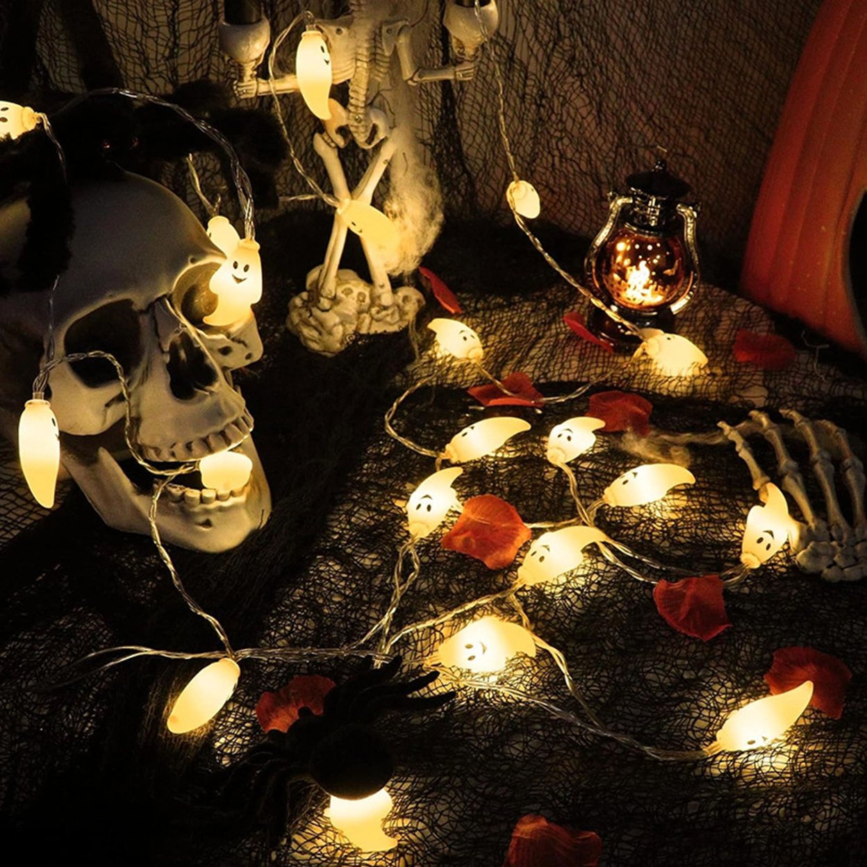 Halloween Ghost String Lights Battery Operated Warm Glow Ghost Lights ...