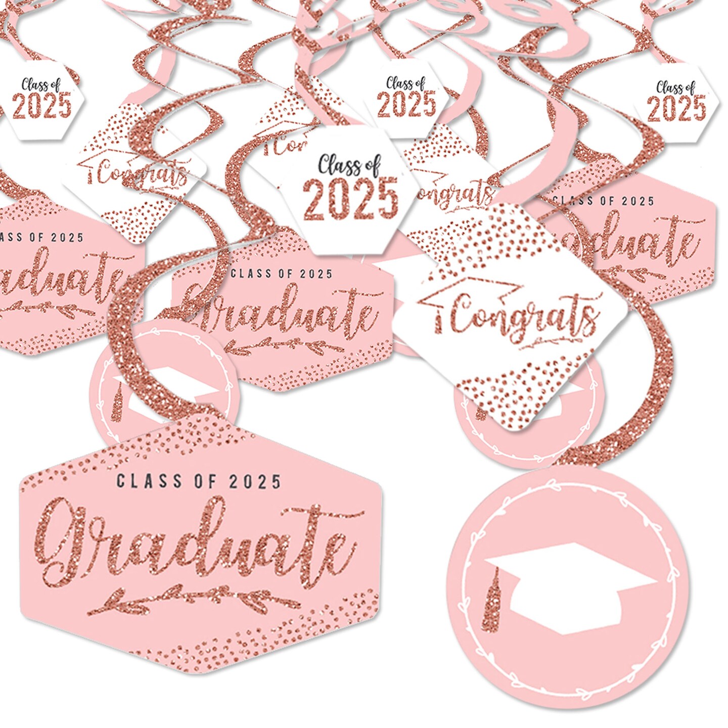 Big Dot of Happiness Rose Gold Graduation Class of 2025 Decorations ...