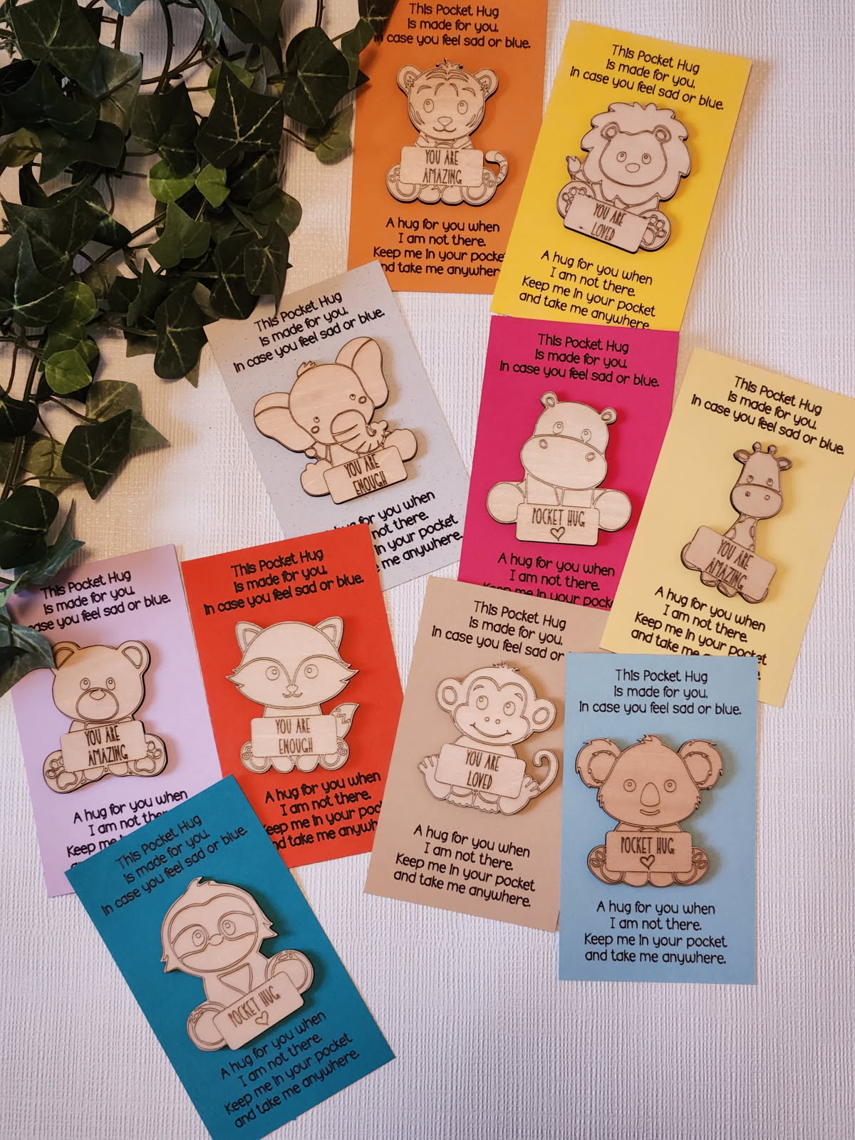 Pocket Hug Positivity Token for Child, Animal Pocket Hugs, Wooden ...