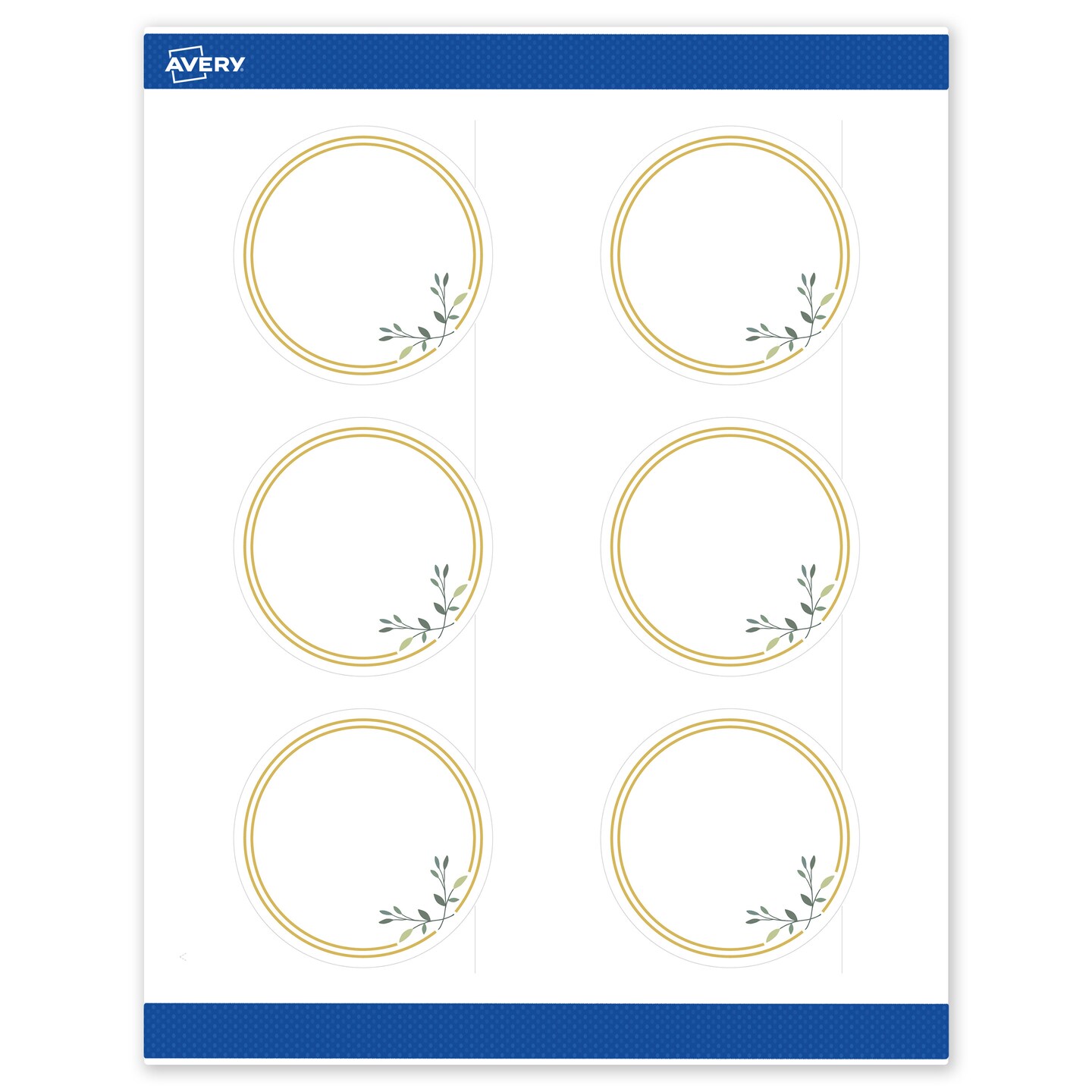 Avery Printable Round Labels, Gold Double Border with Florals, 3 ...