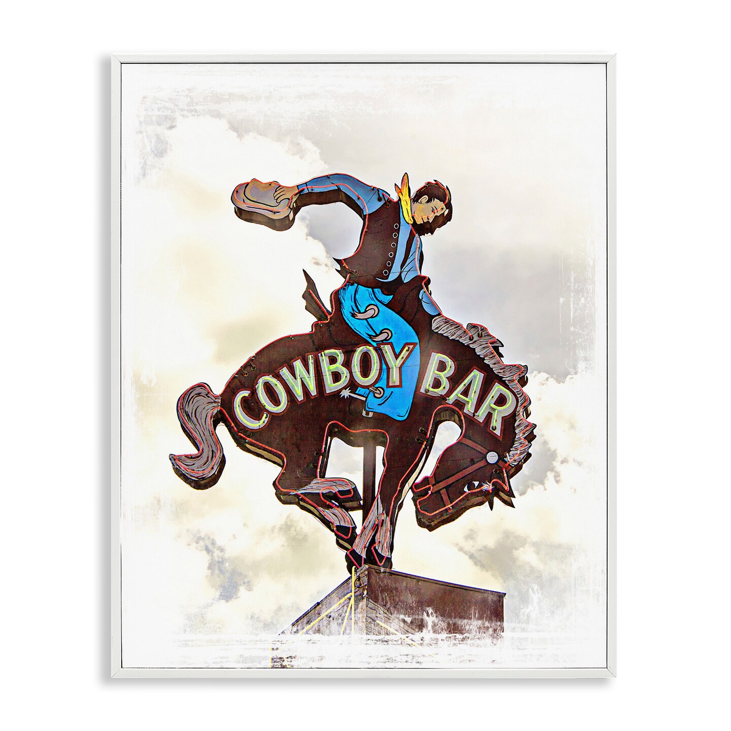 Stupell Industries Cowboy Bar Sign Framed Giclee By Jadei Graphics ...