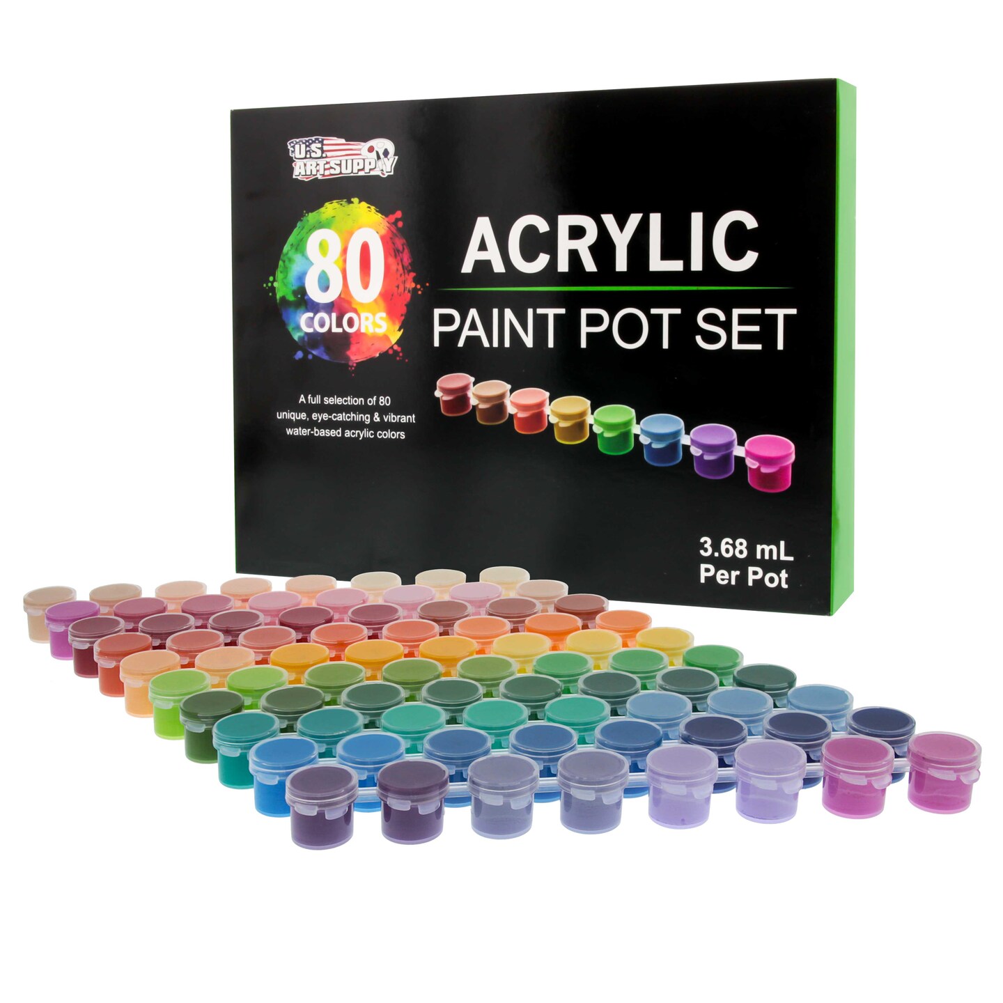 Professional 80 Color Set of Acrylic Paint Pot Set - 3.68mL Pots - Rich ...