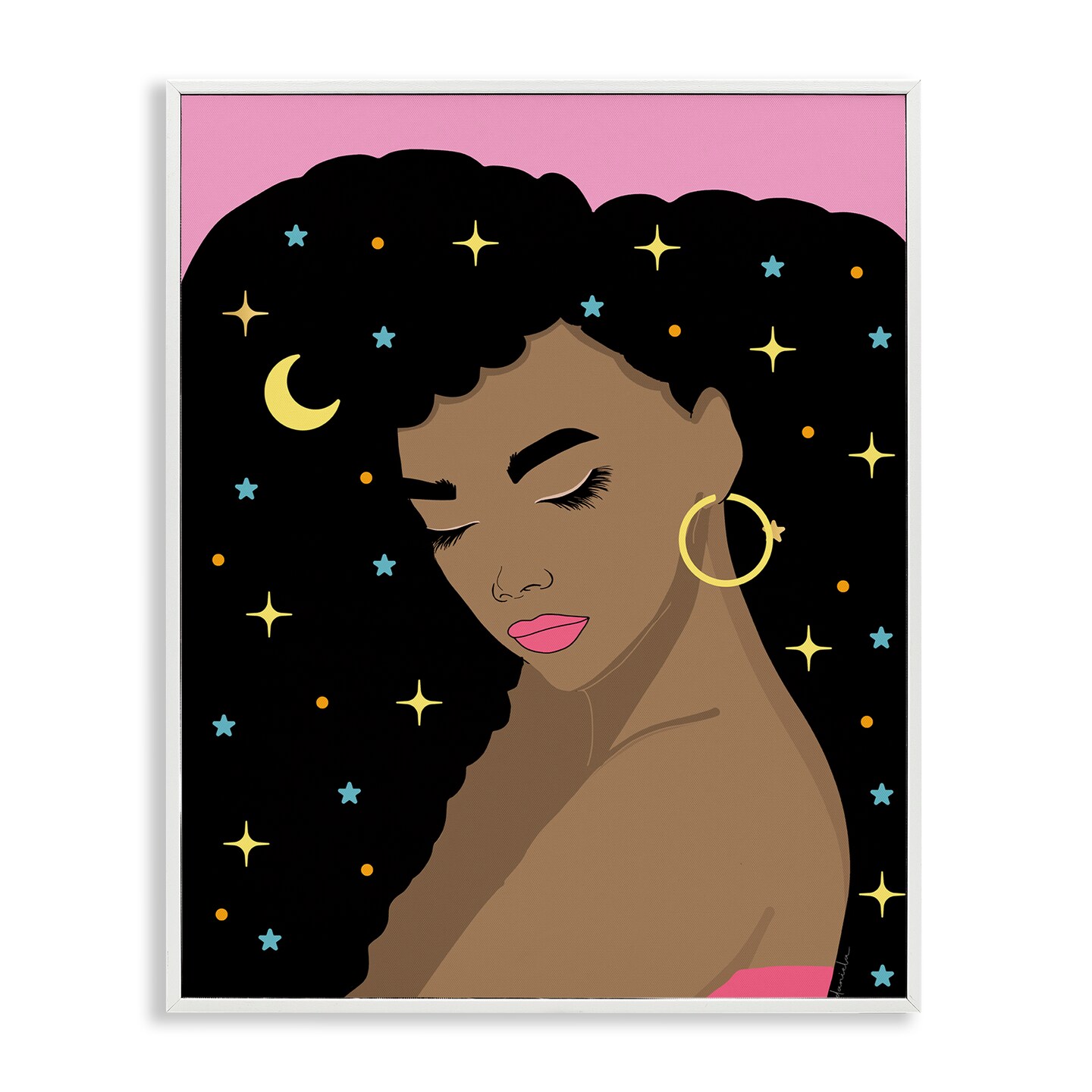 Stupell Industries Woman with Starry Hair Framed Giclee By Daniela ...
