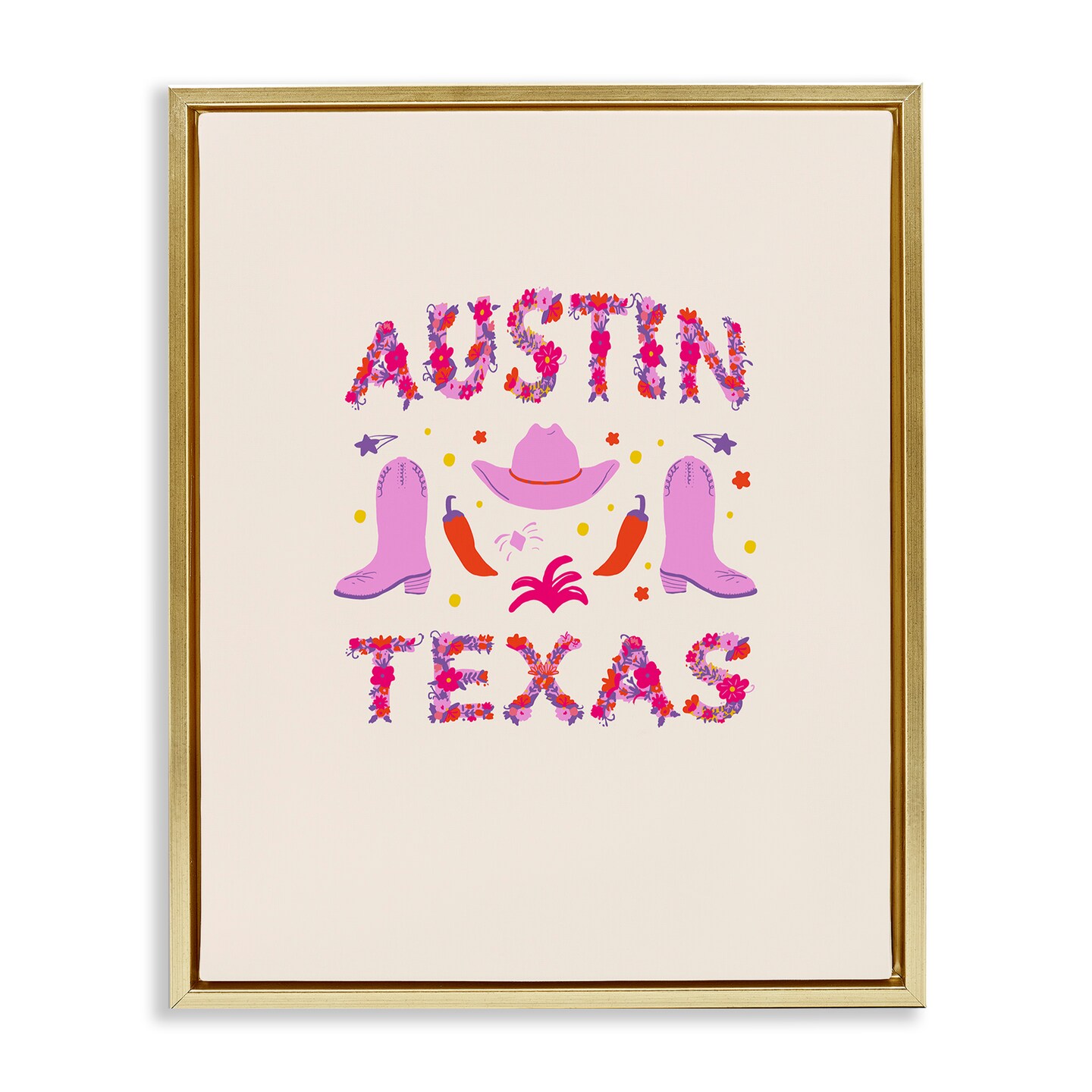 Stupell Industries Austin Texas with Cowgirl Boots Floating Frame By ...