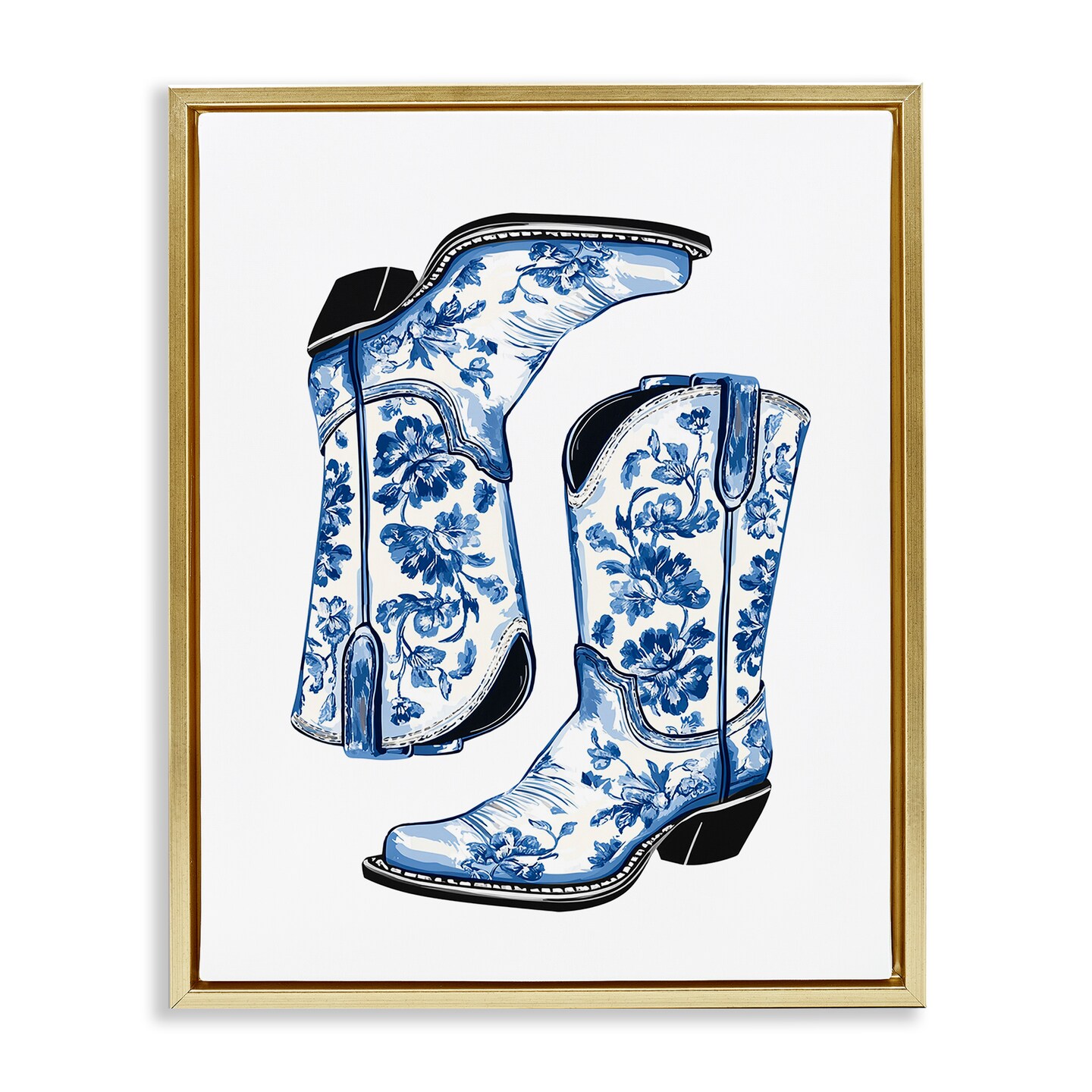 Stupell Industries Elegant Floral Cowgirl Boots Floating Frame By ...