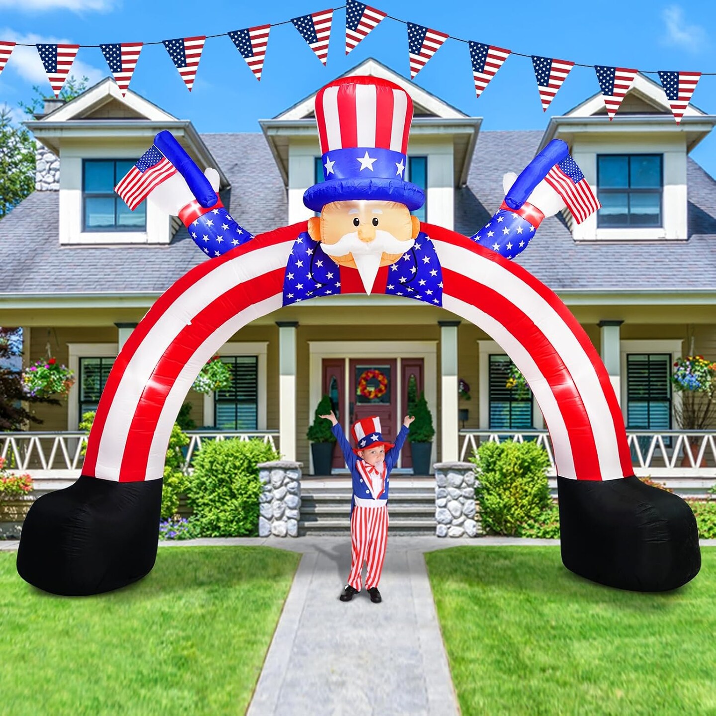 12FT Length 9FT Tall Independence Day Inflatables Uncle Sam Decorations ...