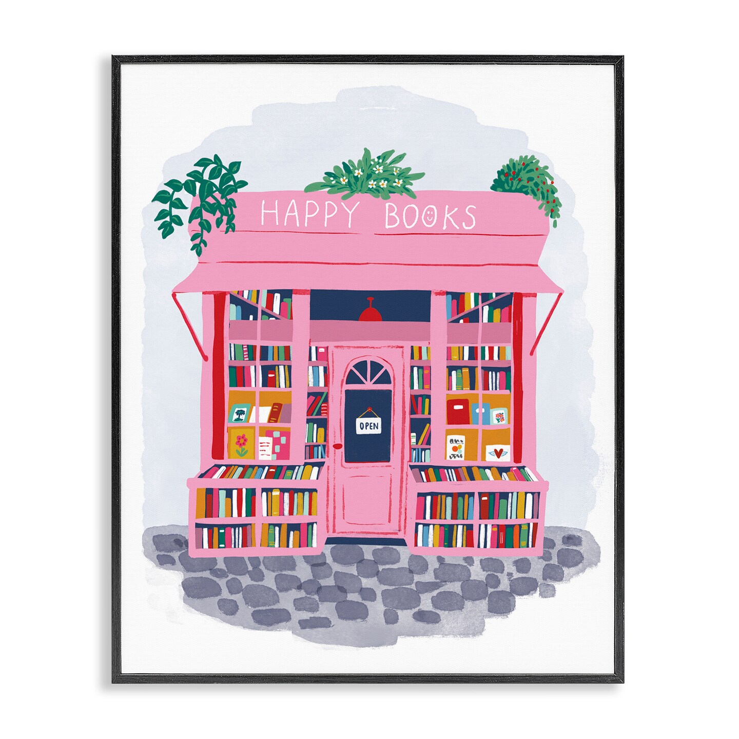 Stupell Industries Pink Bookstore Shop Front Framed Giclee By Be Ni La ...