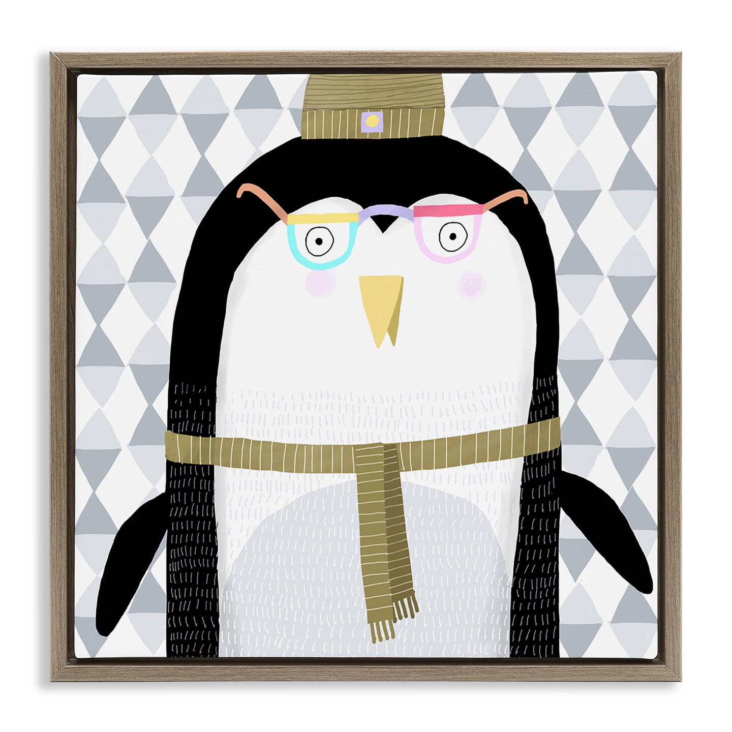 Stupell Industries Penguin in Beanie Hat Floating Frame By Carla Daly ...