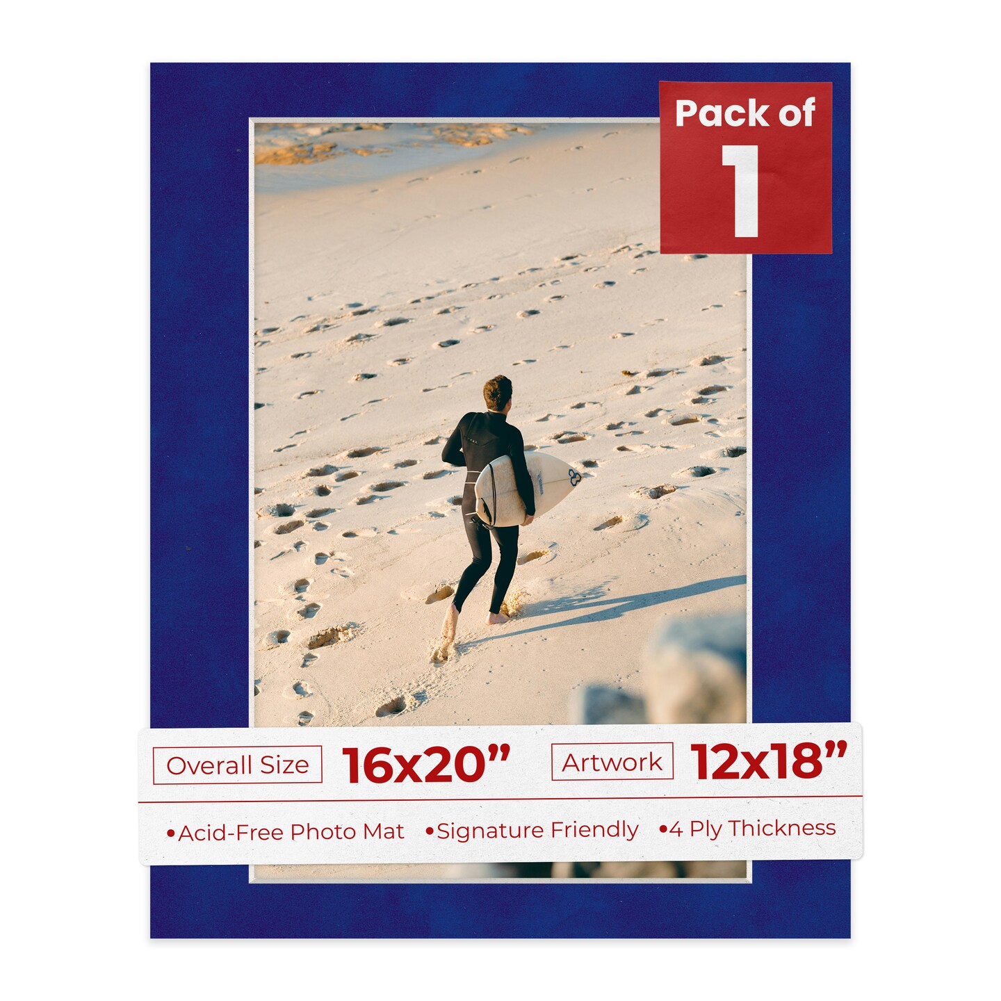 Royal Blue Suede Mat Board for 16x20 Frames - Fits 12x18 Photos, Color ...