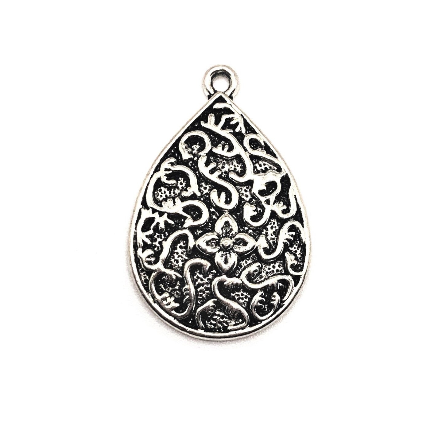 Silver Scroll Flower Teardrop Charms | Michaels
