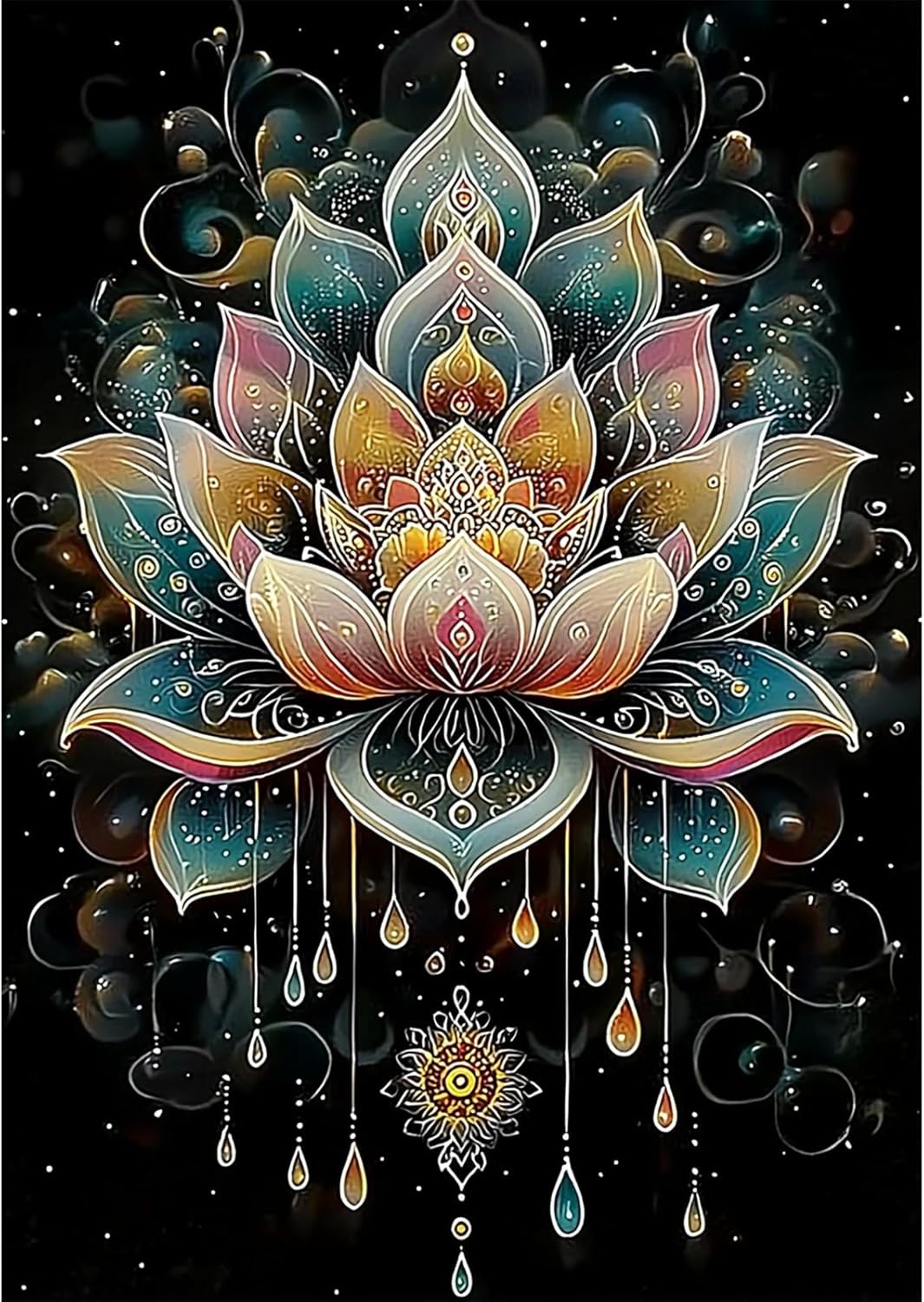 Diamond Art Kits for Adults - Mandala Lotus Flower Diamond Painting ...