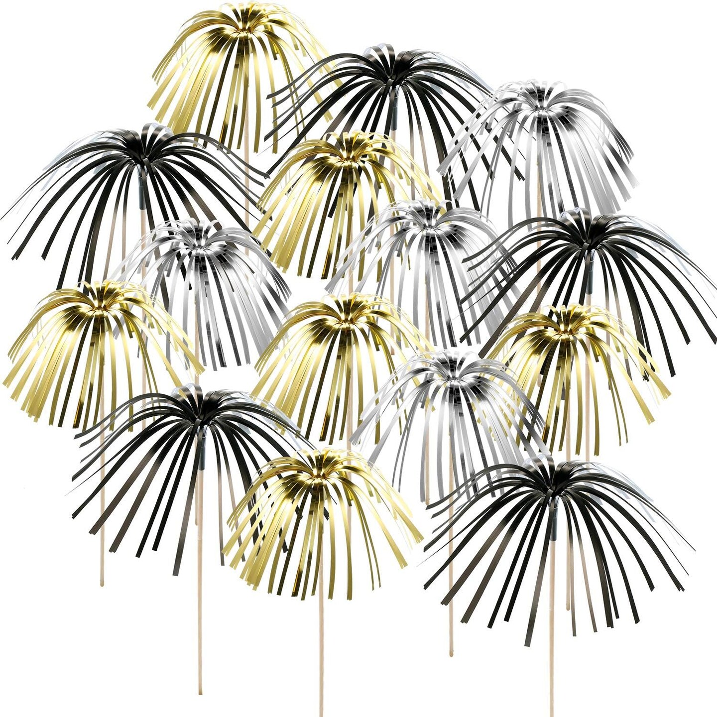 100 Pieces Firework Cupcake Toppers Graduation Foil Frill Toothpicks ...