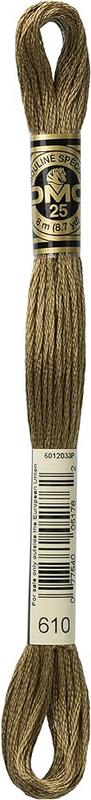 DMC 610 Dark Drab Brown - Six Strand Embroidery Cotton 8.7 Yards | Michaels