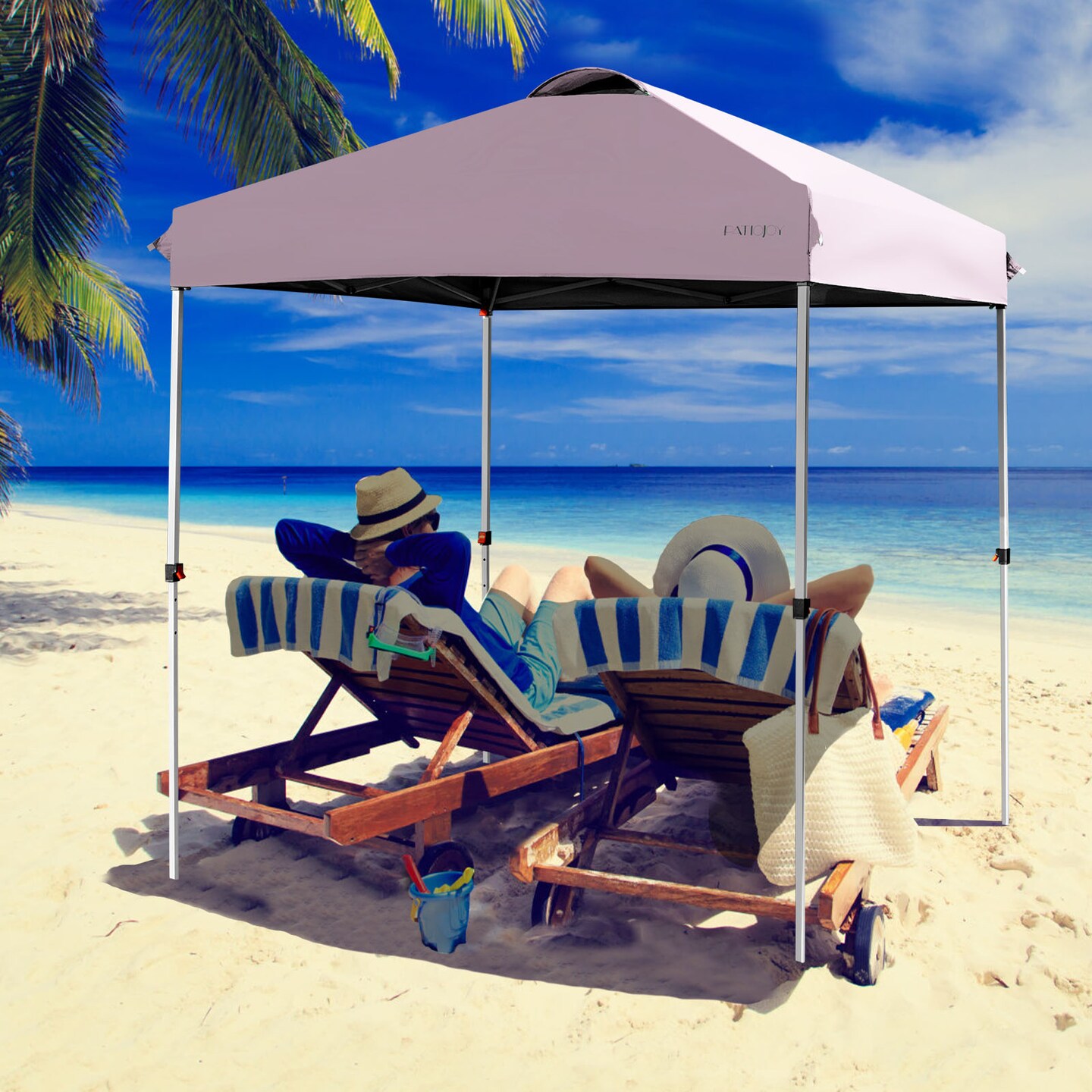 6.6x6.6 Ft Outdoor Pop Up Canopy Tent with Adjustable Height and Bag ...