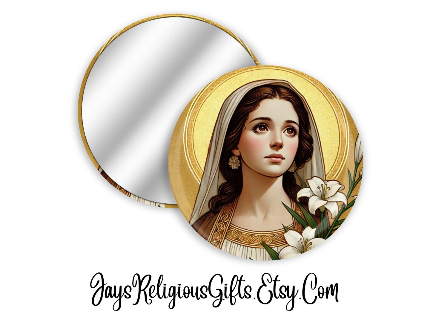 Saint Maria Goretti Large Mirror with Velvet Pouch - Catholic Pocket ...