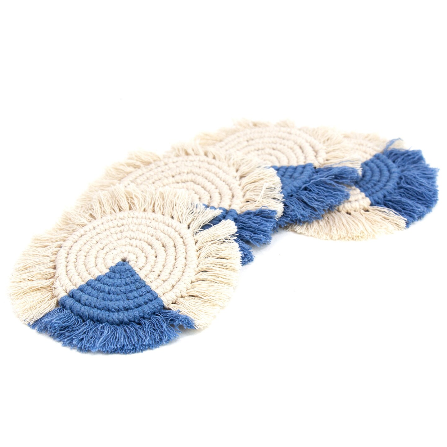 Boho Macrame Coasters Set of 4 Woven Cotton Drink Mats for Home Decor ...