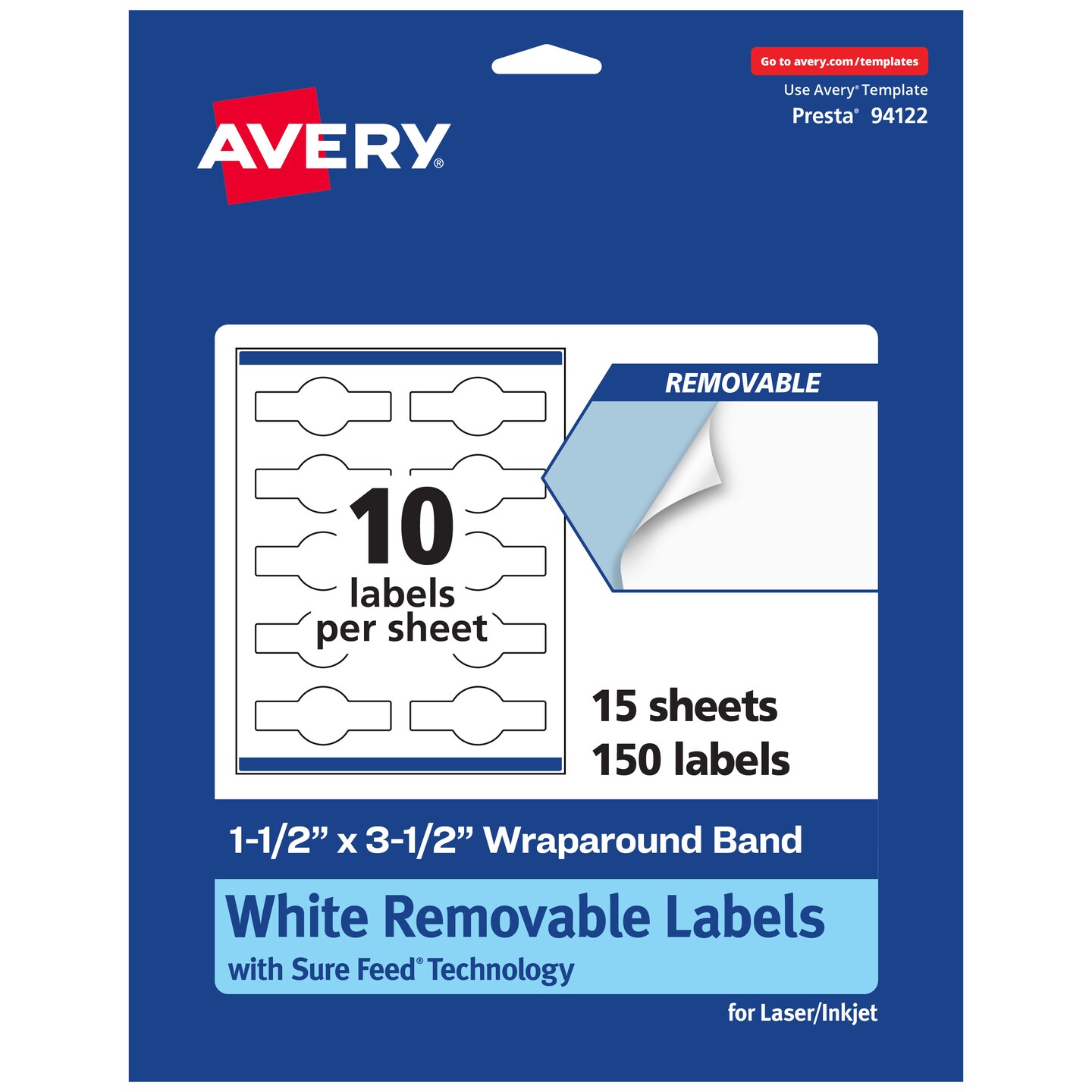 Avery Matte White Removable Wraparound Labels with Sure Feed Technology ...