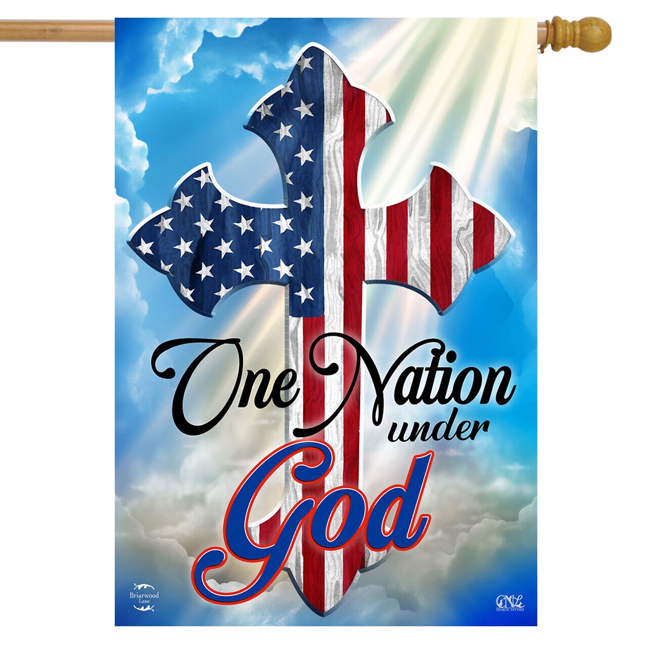 One Nation Under God Cross House Flag Patriotic Religious 28" x 40 ...