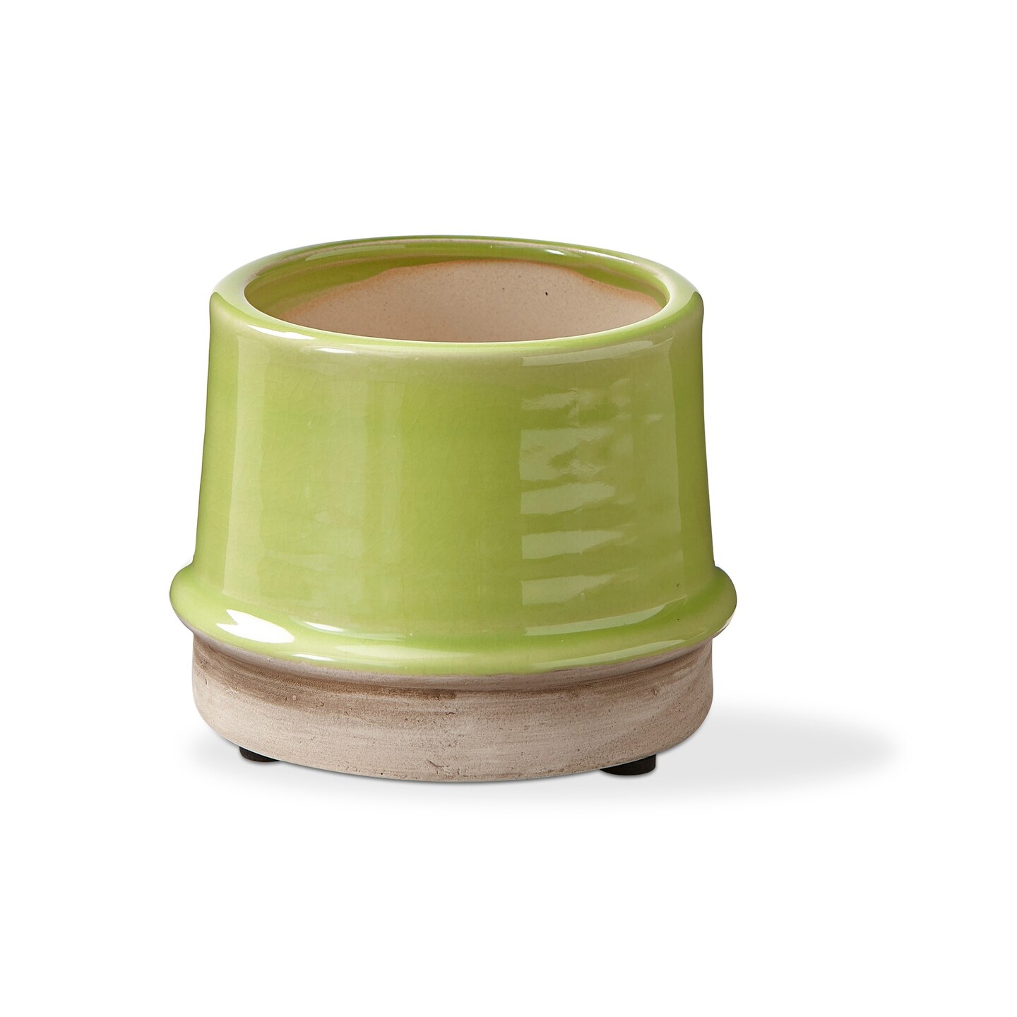 Radius Planter Small Citron Green Glazed Stoneware 4L x 4W x 3.7H ...