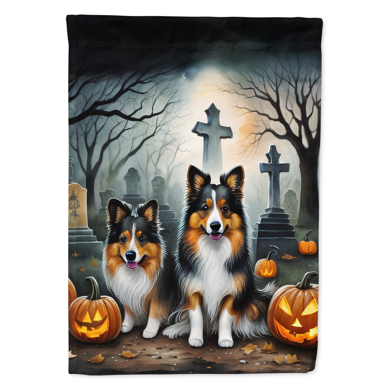 Sheltie Spooky Halloween House Flag | Michaels