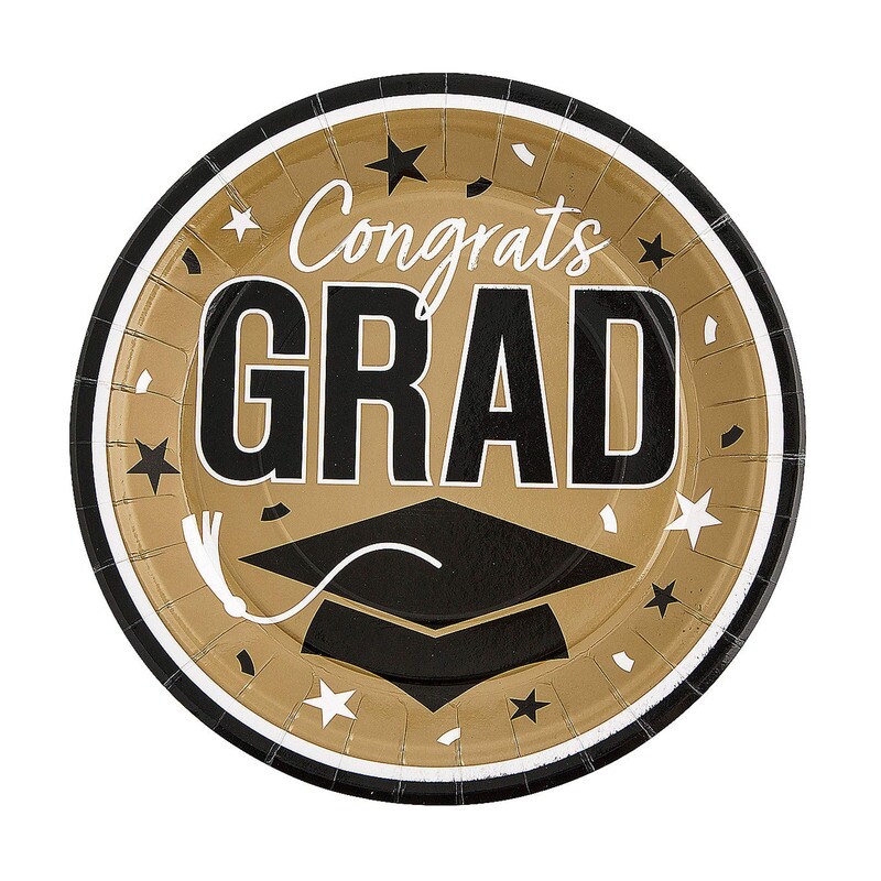 9" Graduation Party Congrats Grad Round Paper Dinner Plates 25 Ct ...