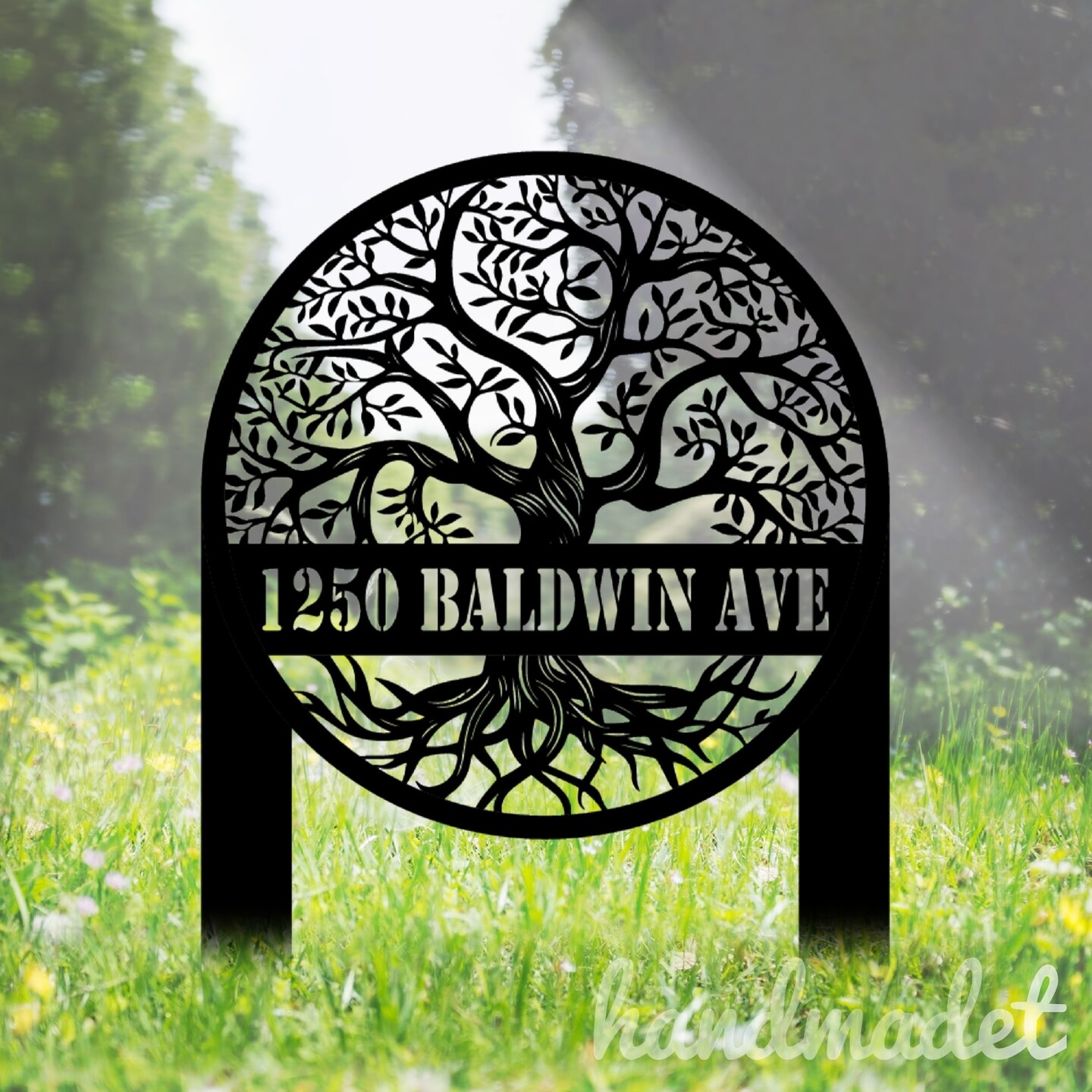 Custom Tree Address Stake, Tree Address Metal Stake, Personalized House ...