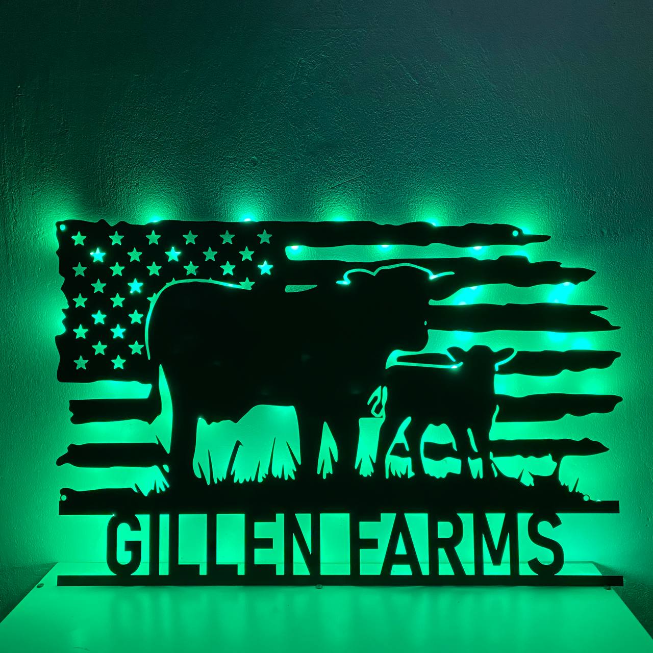 Custom US Flag Cow Farmhouse Metal Wall Art LED Light, Farmhouse Metal Sign, Cow Wall Art Decor ...