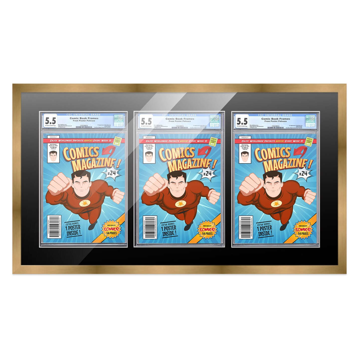 Comic Book Display Frame for CGC, PGX Graded, Slabed Comics - Bronze ...